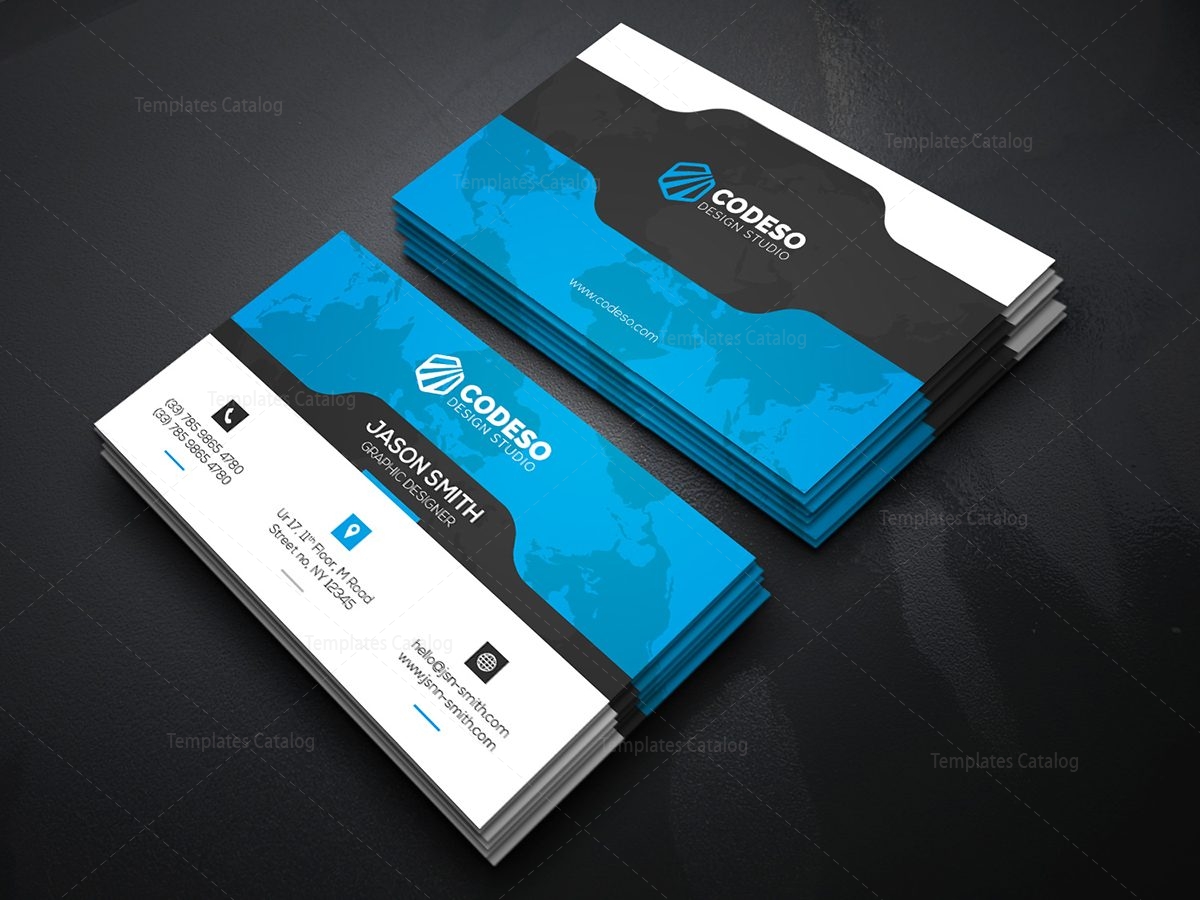 Business Card Template with Futuristic Design 000370 - Graphic Templates