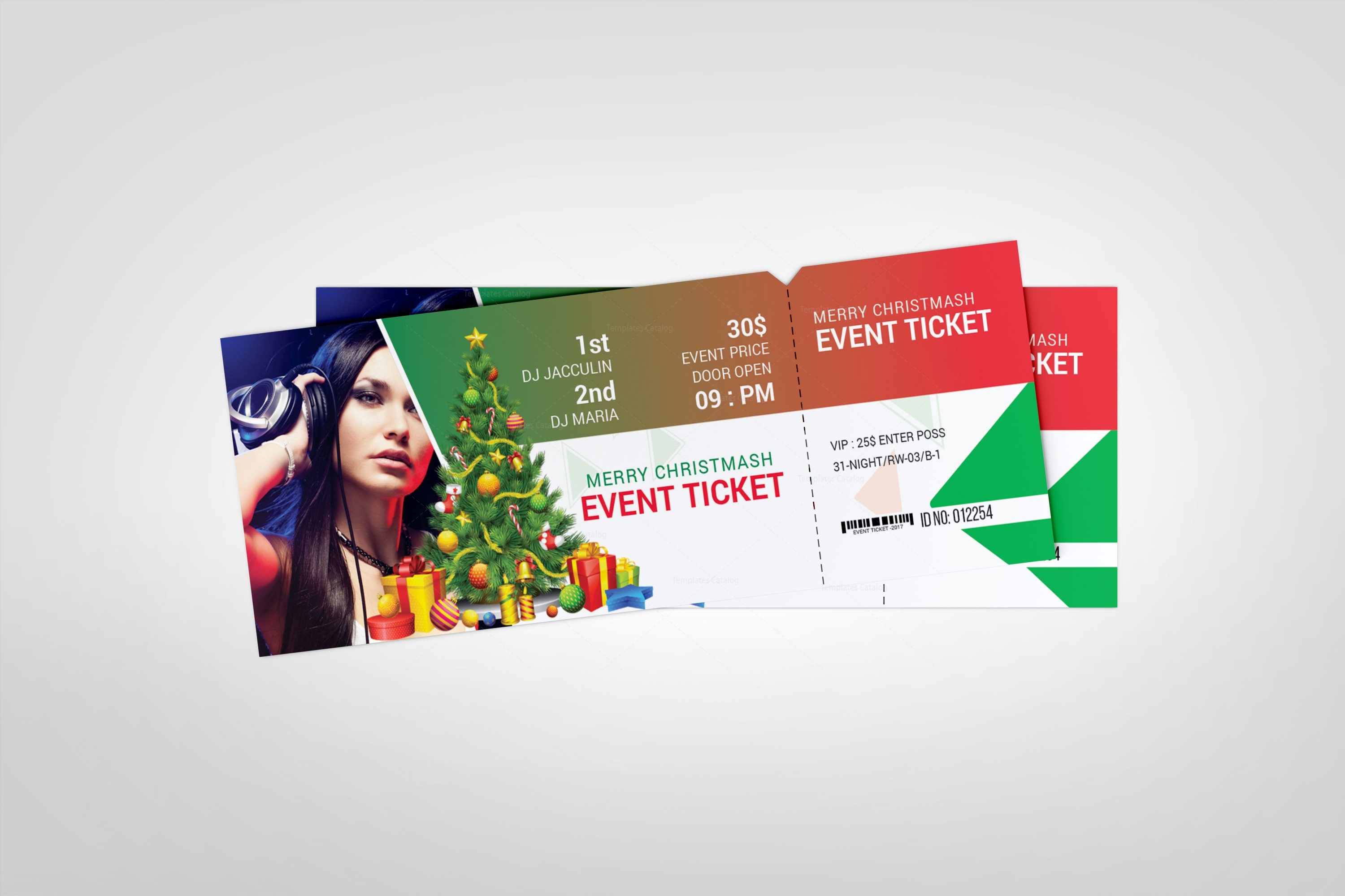 Christmas Event Ticket Design Template - Graphic Templates