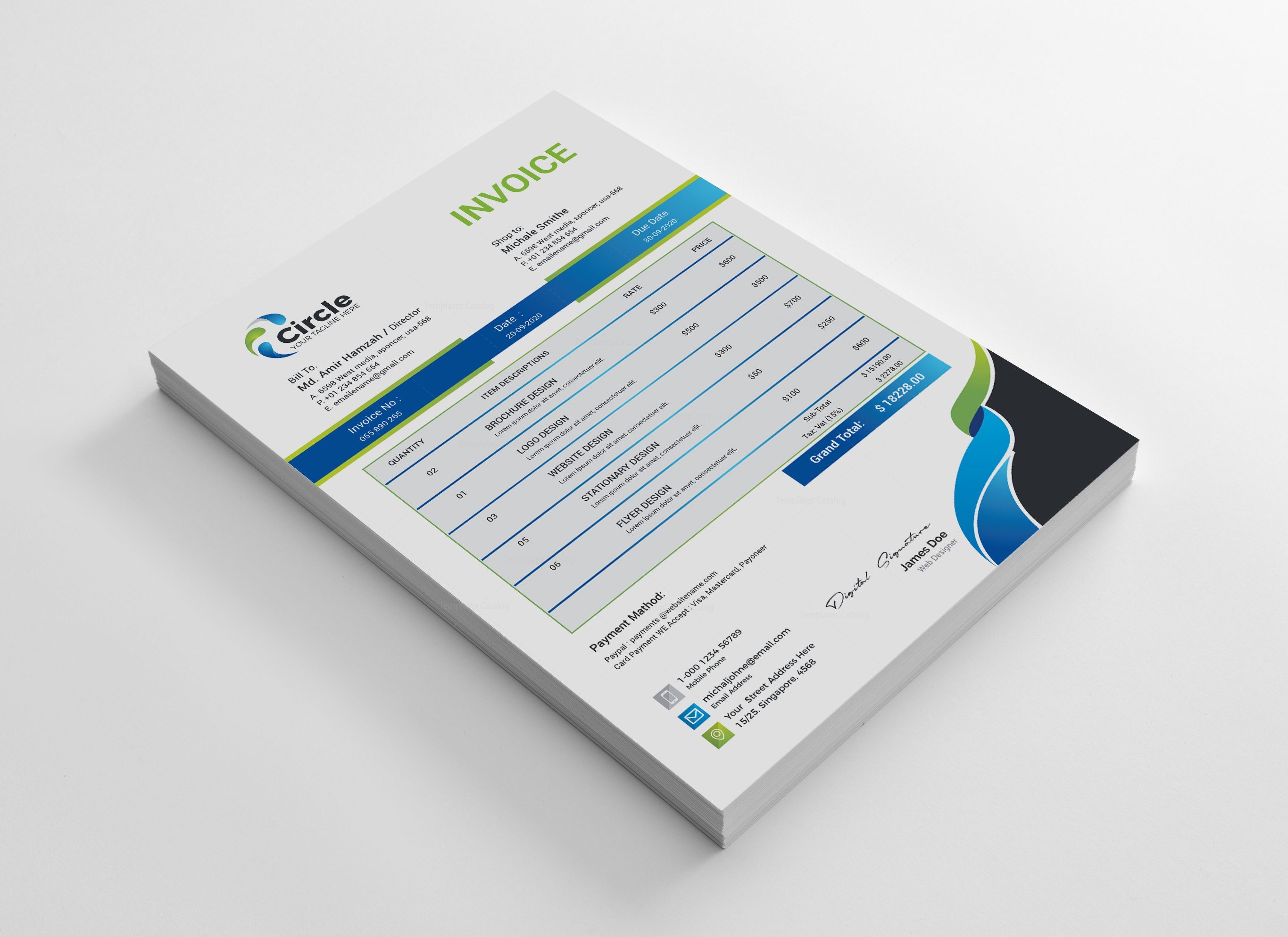 Circle Professional Invoice Design Template - Graphic Templates