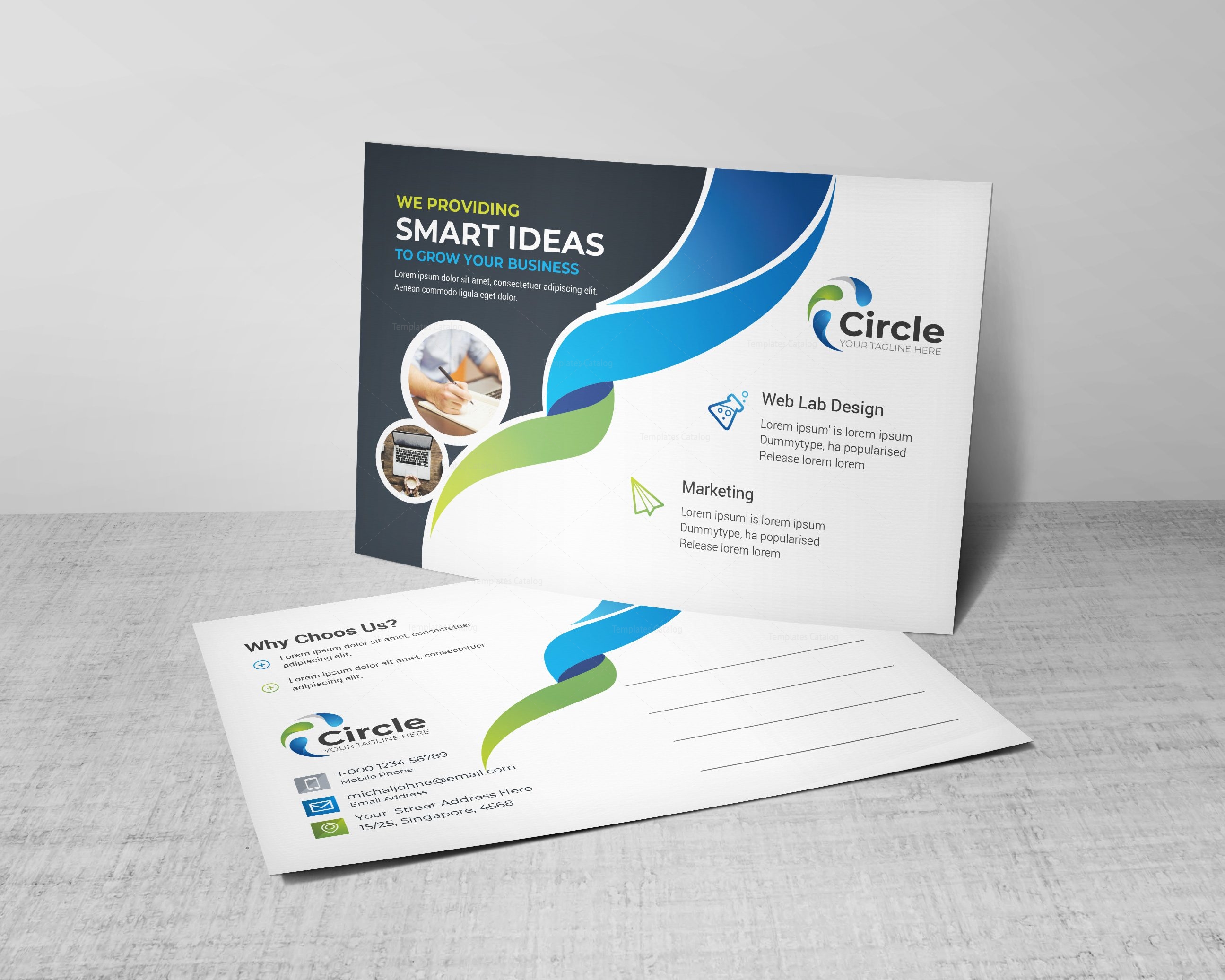 Circle Professional Postcard Design Template - Graphic Templates