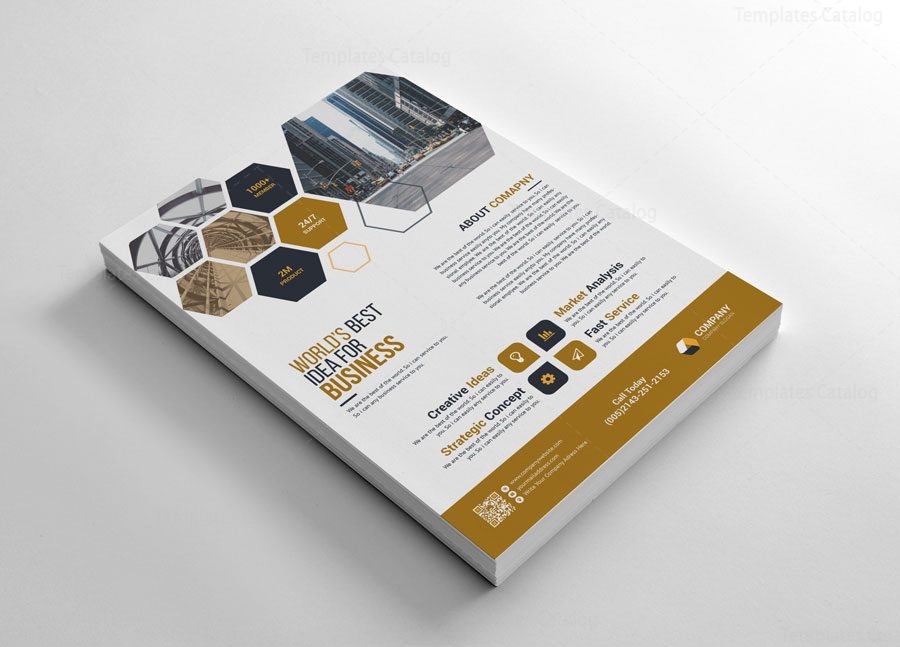Corporate Flyers Design with Hexagon Shapes - Graphic Templates