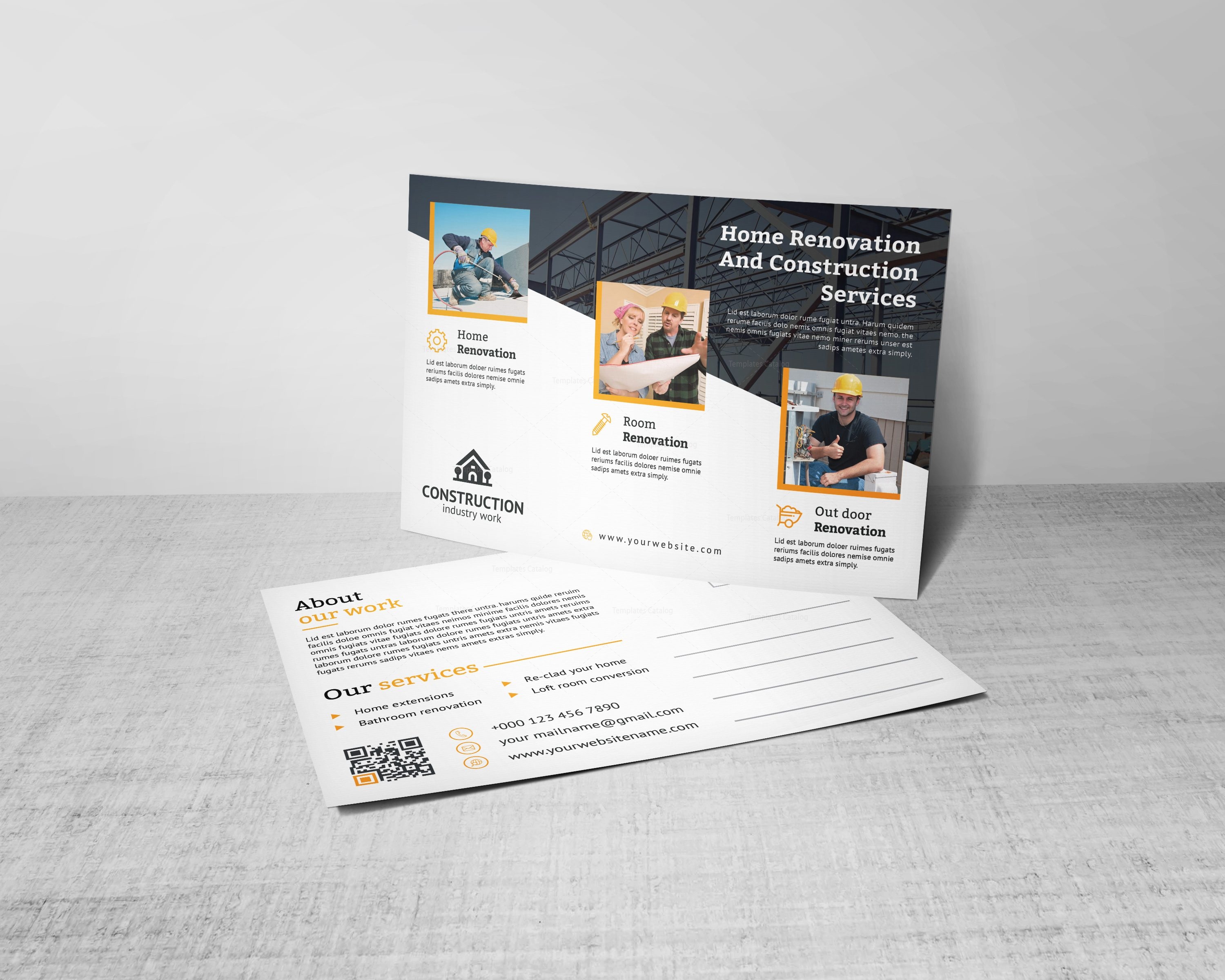Creative Construction Postcard Design Template - Graphic Templates