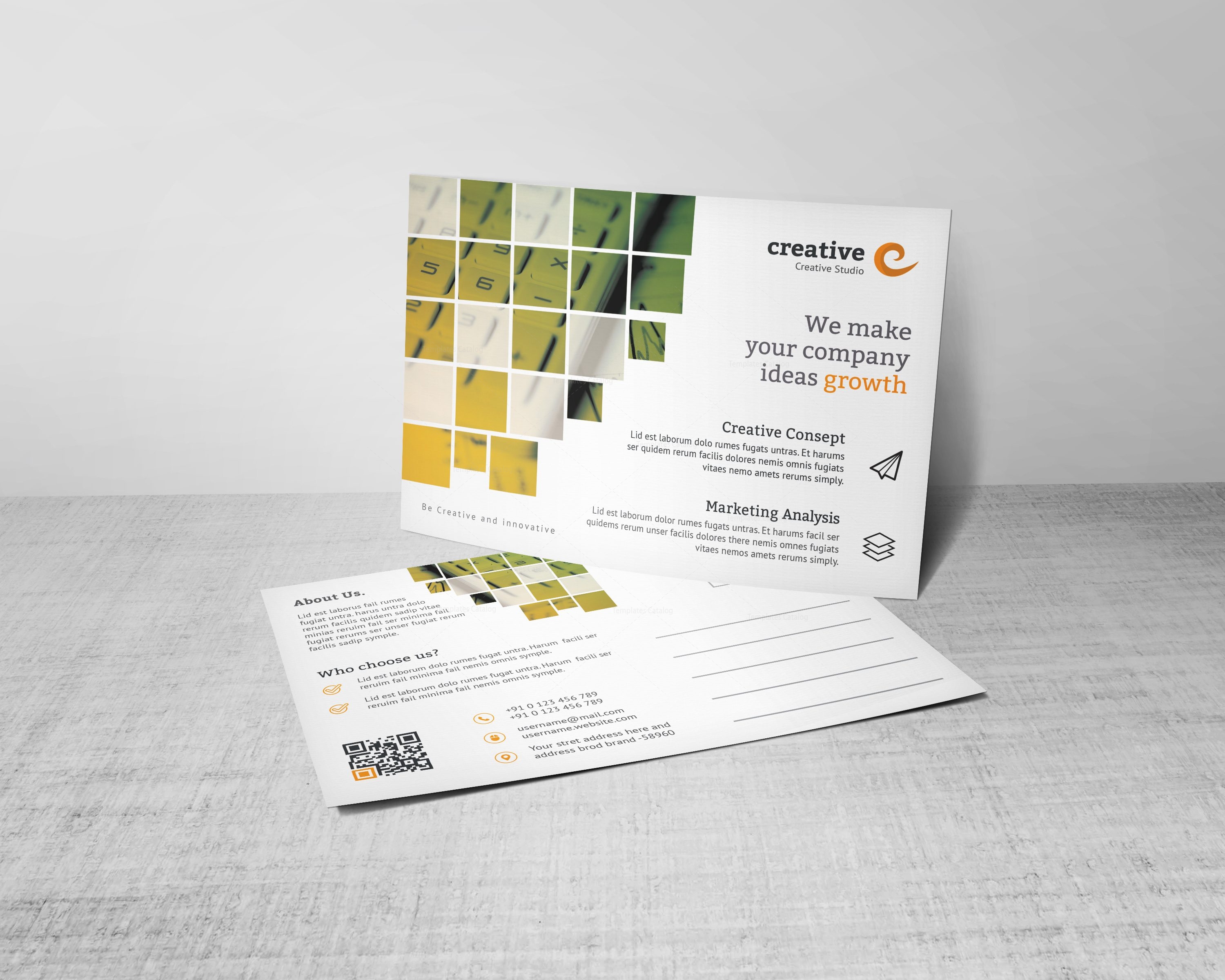 Creative Corporate Postcard Template with Square Shapes - Graphic Templates