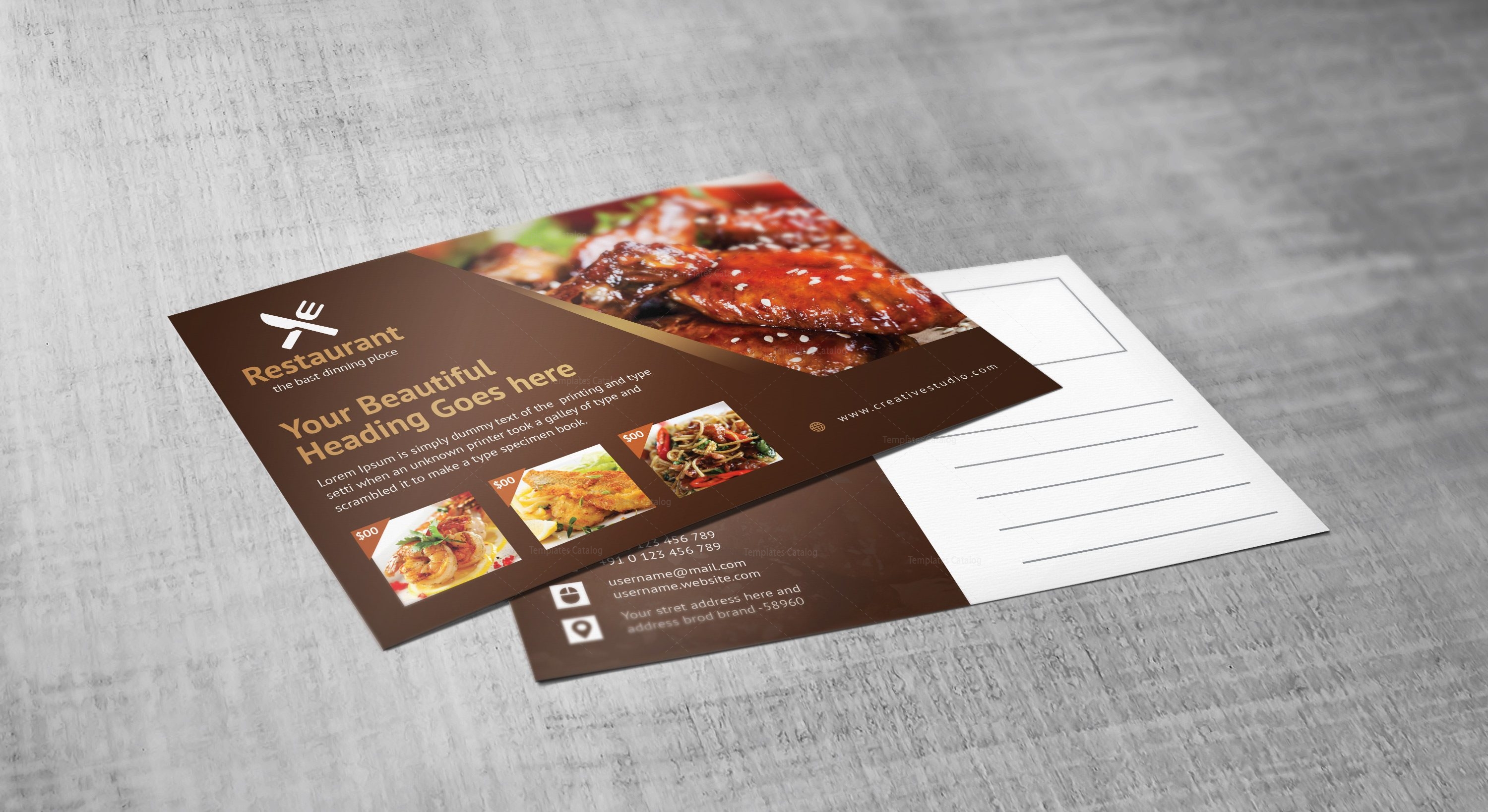 Creative Restaurant Postcard Design Template - Graphic Templates