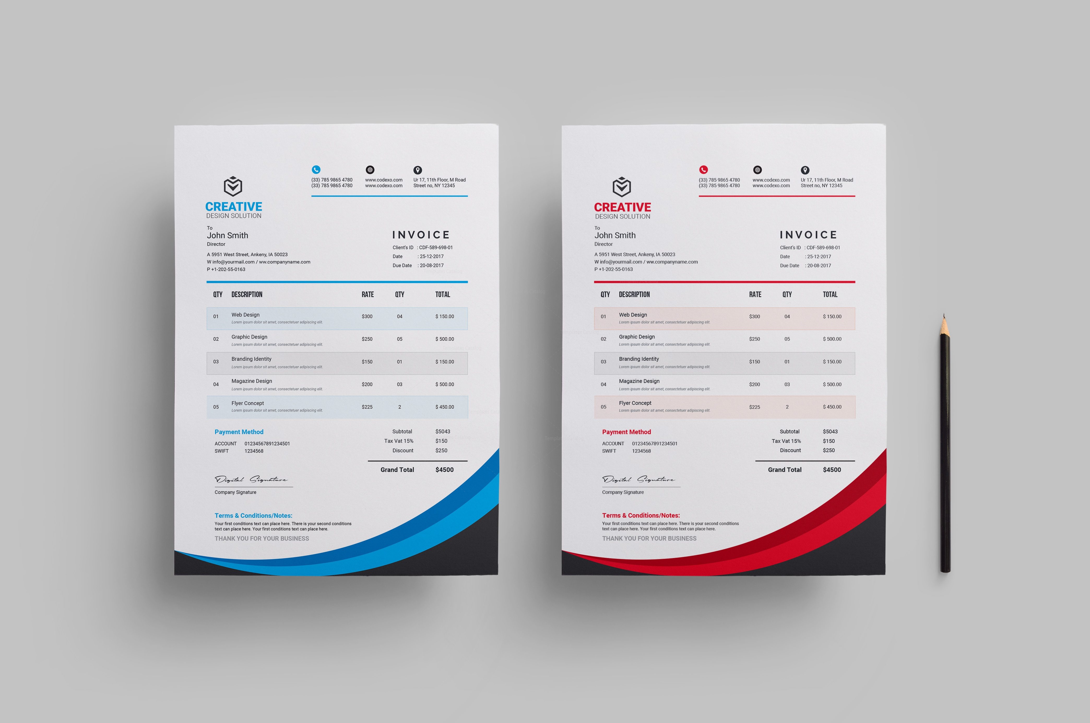 Creative Stylish Invoice Design - Graphic Templates