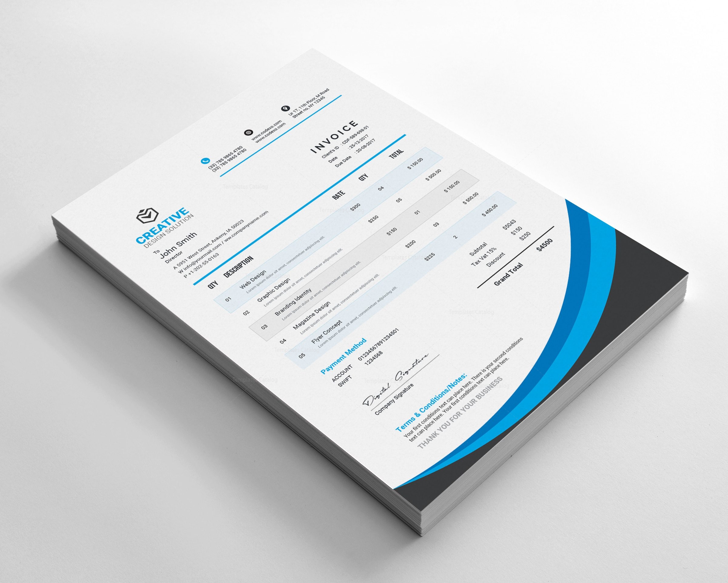 Creative Stylish Invoice Design - Graphic Templates