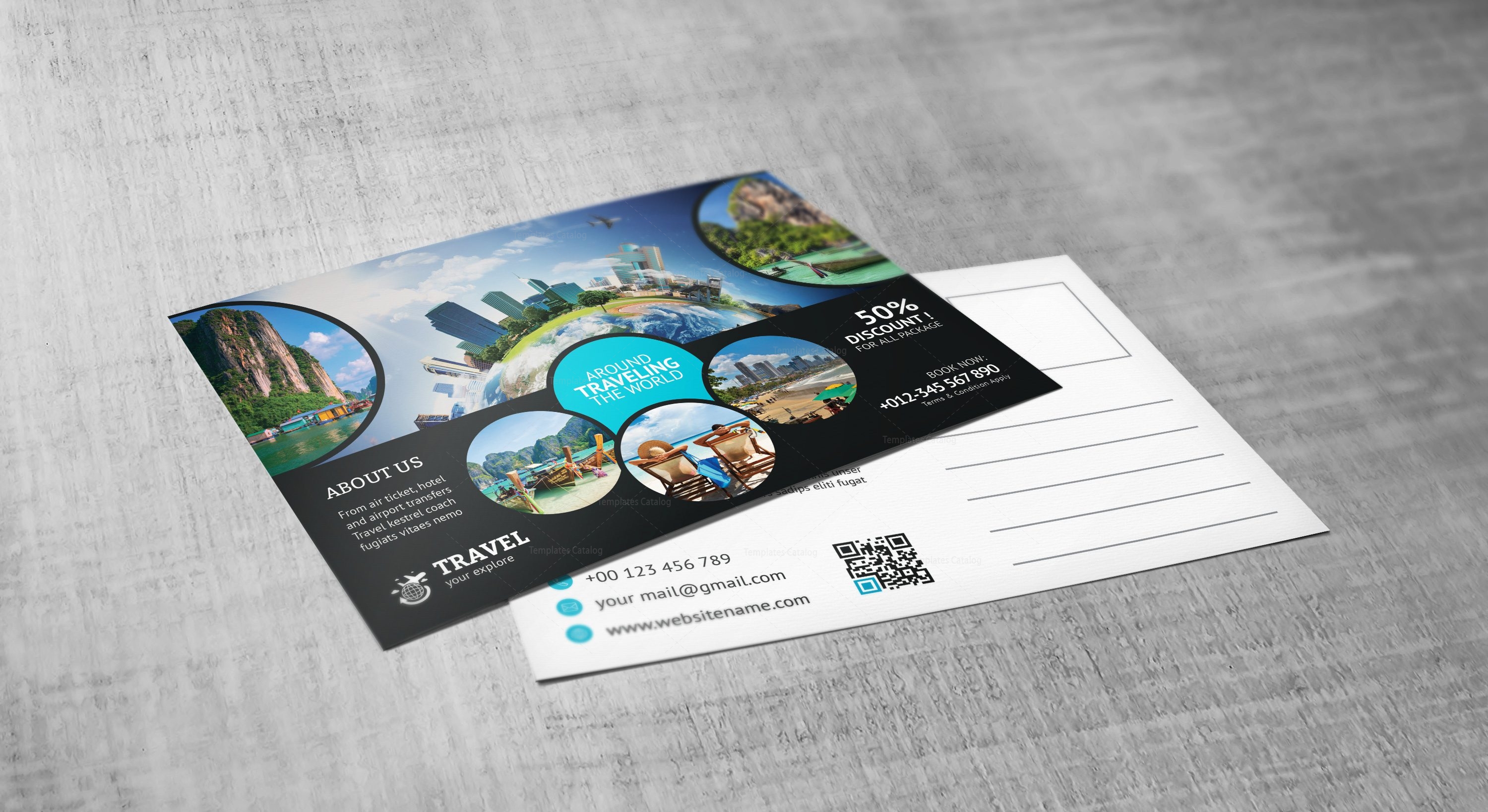 Creative Travel Postcard Design Template - Graphic Templates