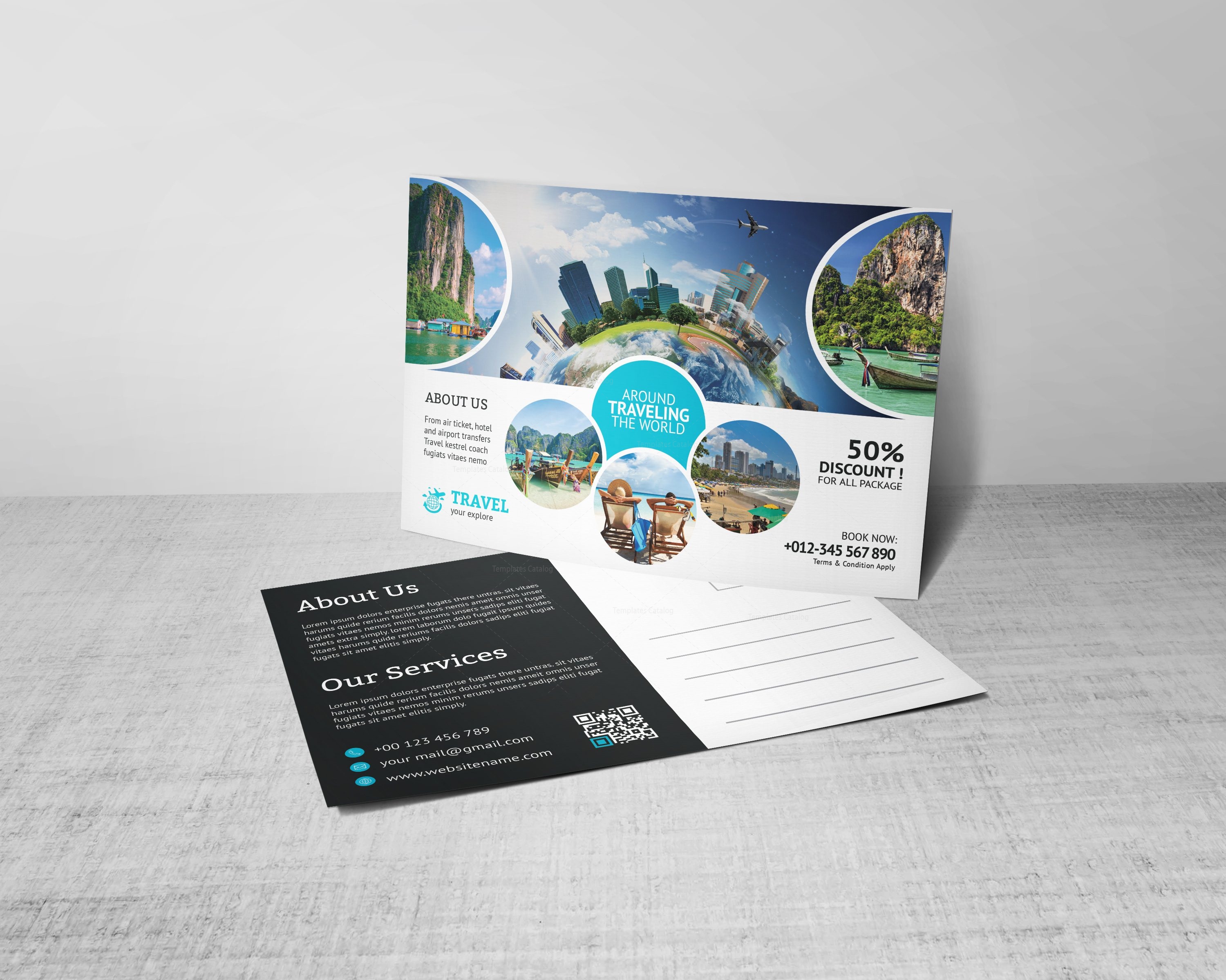 Creative Travel Postcard Design Template - Graphic Templates