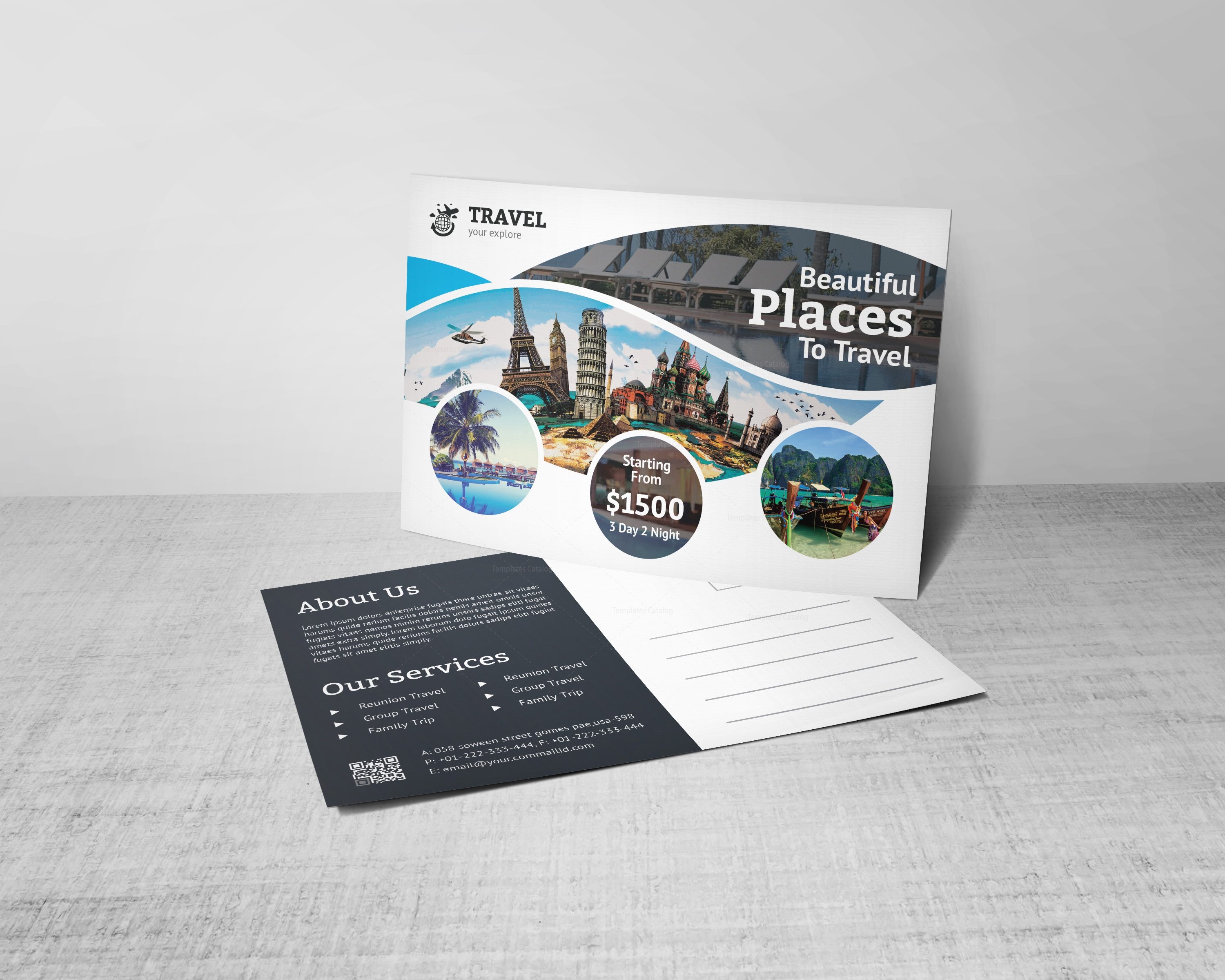 Creative Travel Postcard Template - Graphic Templates