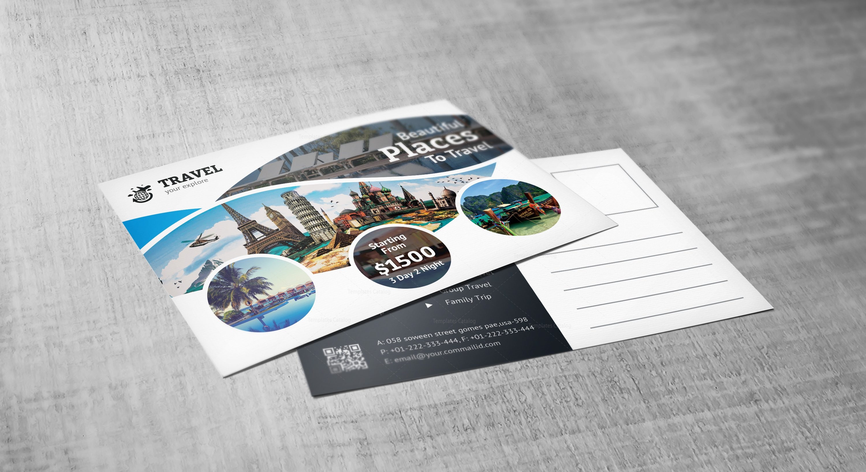 Creative Travel Postcard Template - Graphic Templates
