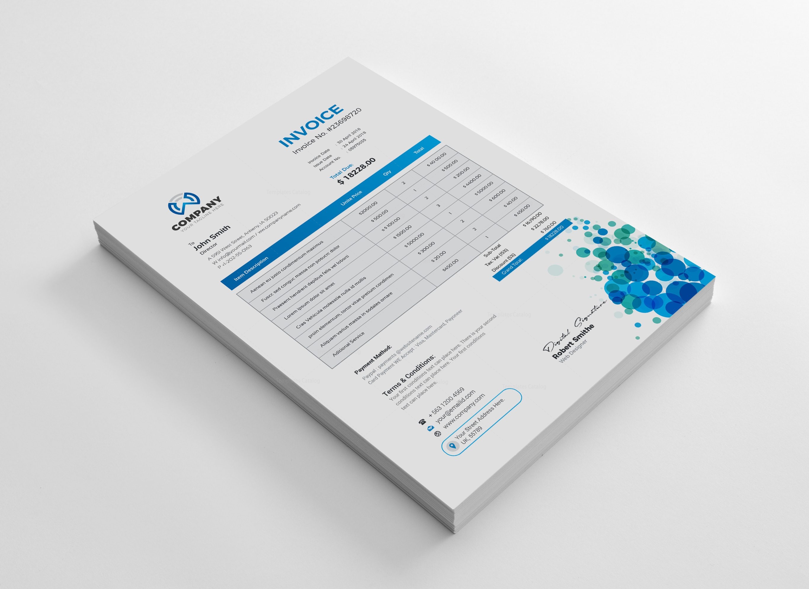 Dots Corporate Invoice Design Template - Graphic Templates