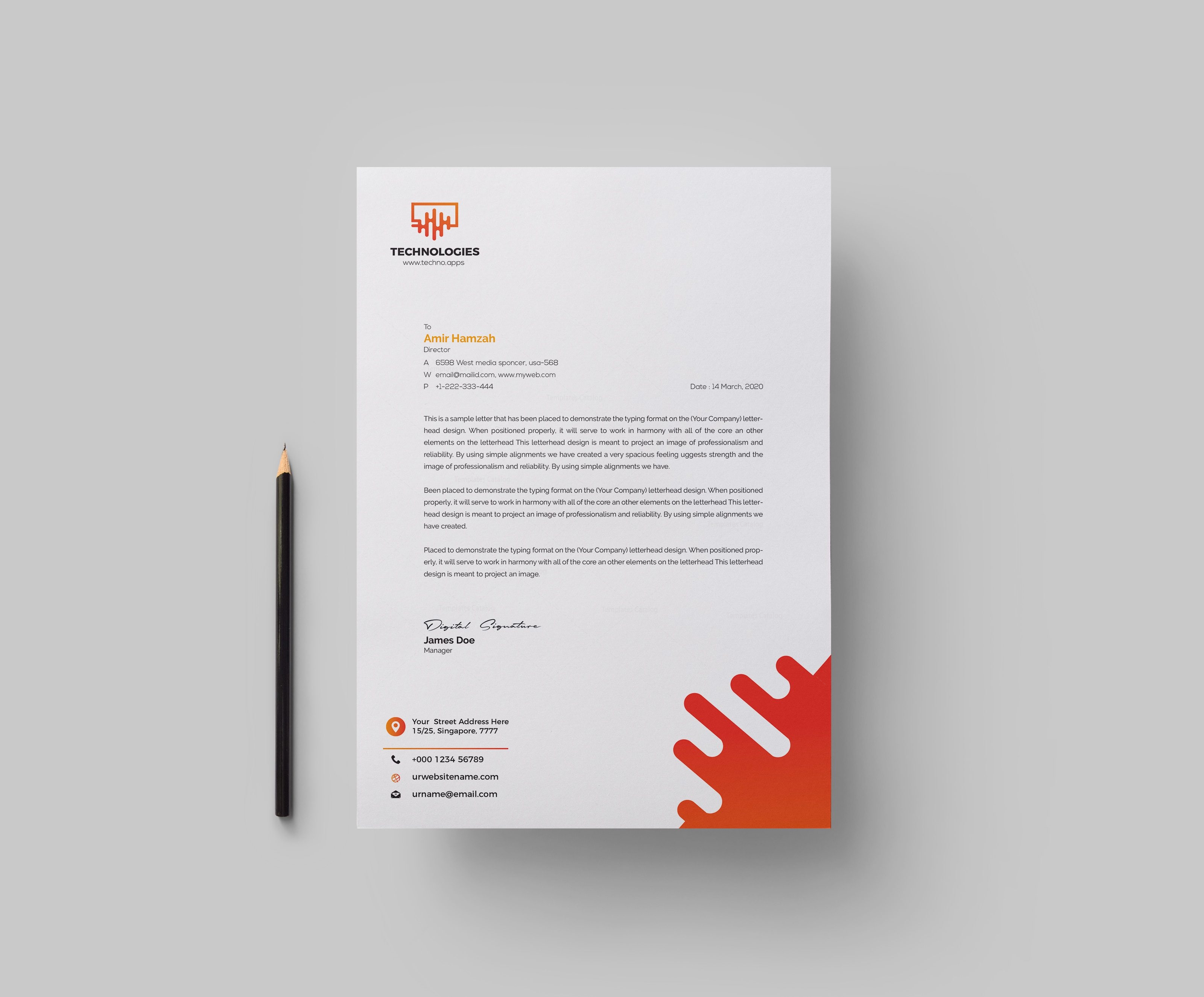 Electronic Professional Corporate Letterhead Template - Graphic Templates