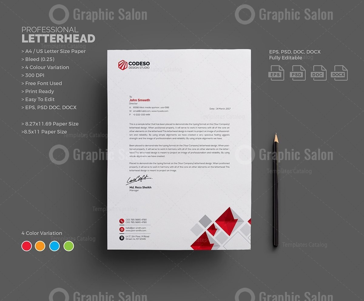 Fully Editable Letterhead Template - Graphic Templates