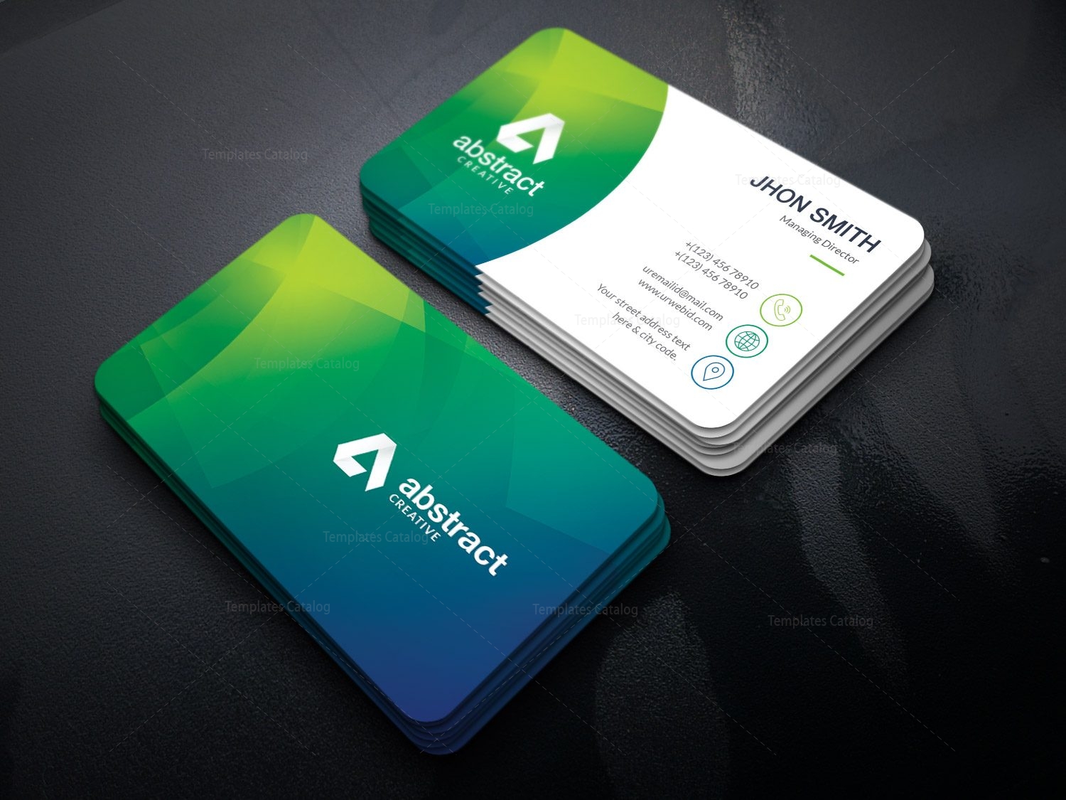Green Elegant Business Card Design - Graphic Templates