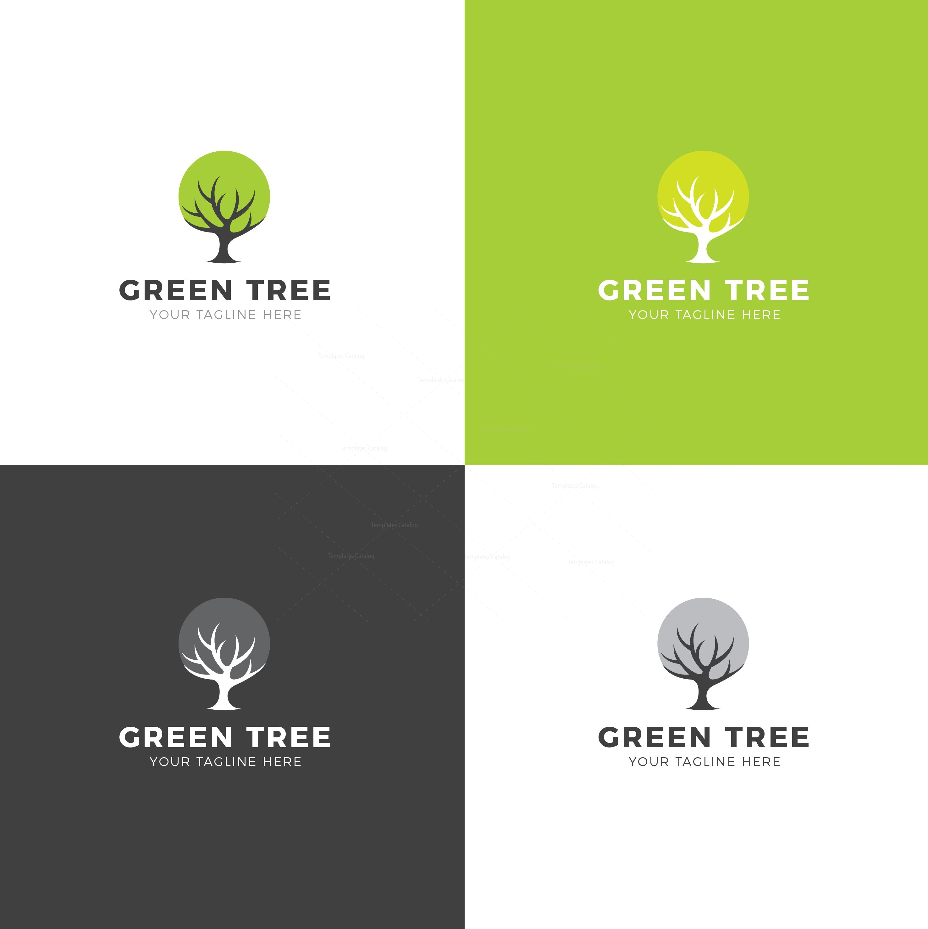 Green Tree Creative Logo Design Template - Graphic Templates