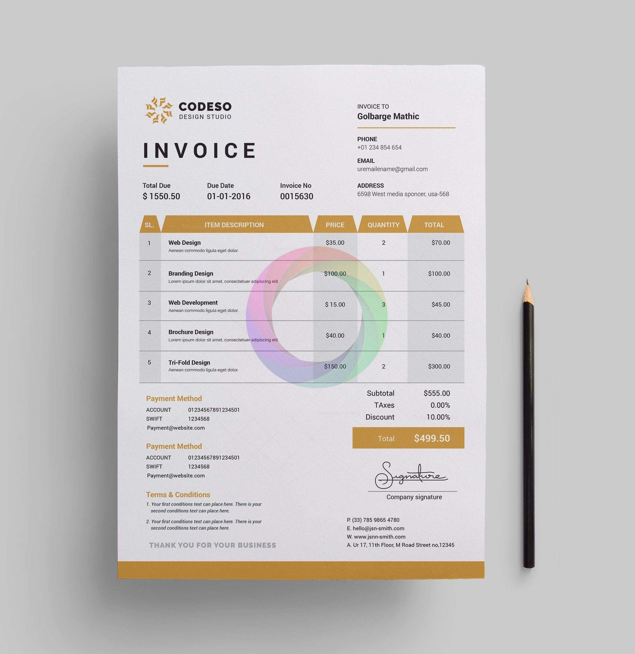 Invoice Template with Elegant Style - Graphic Templates