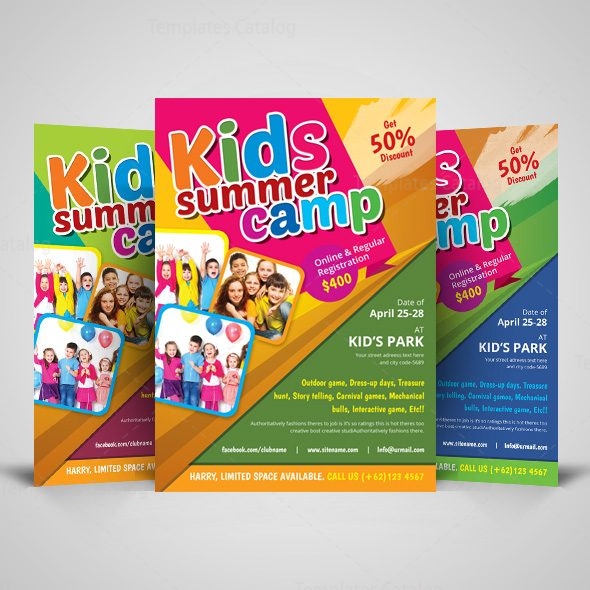Kids Summer Camp Flyer Design Template - Graphic Templates