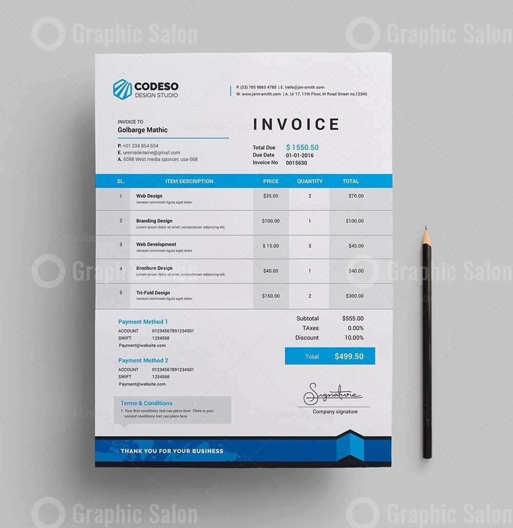 Modern Stylish Invoice - Graphic Templates