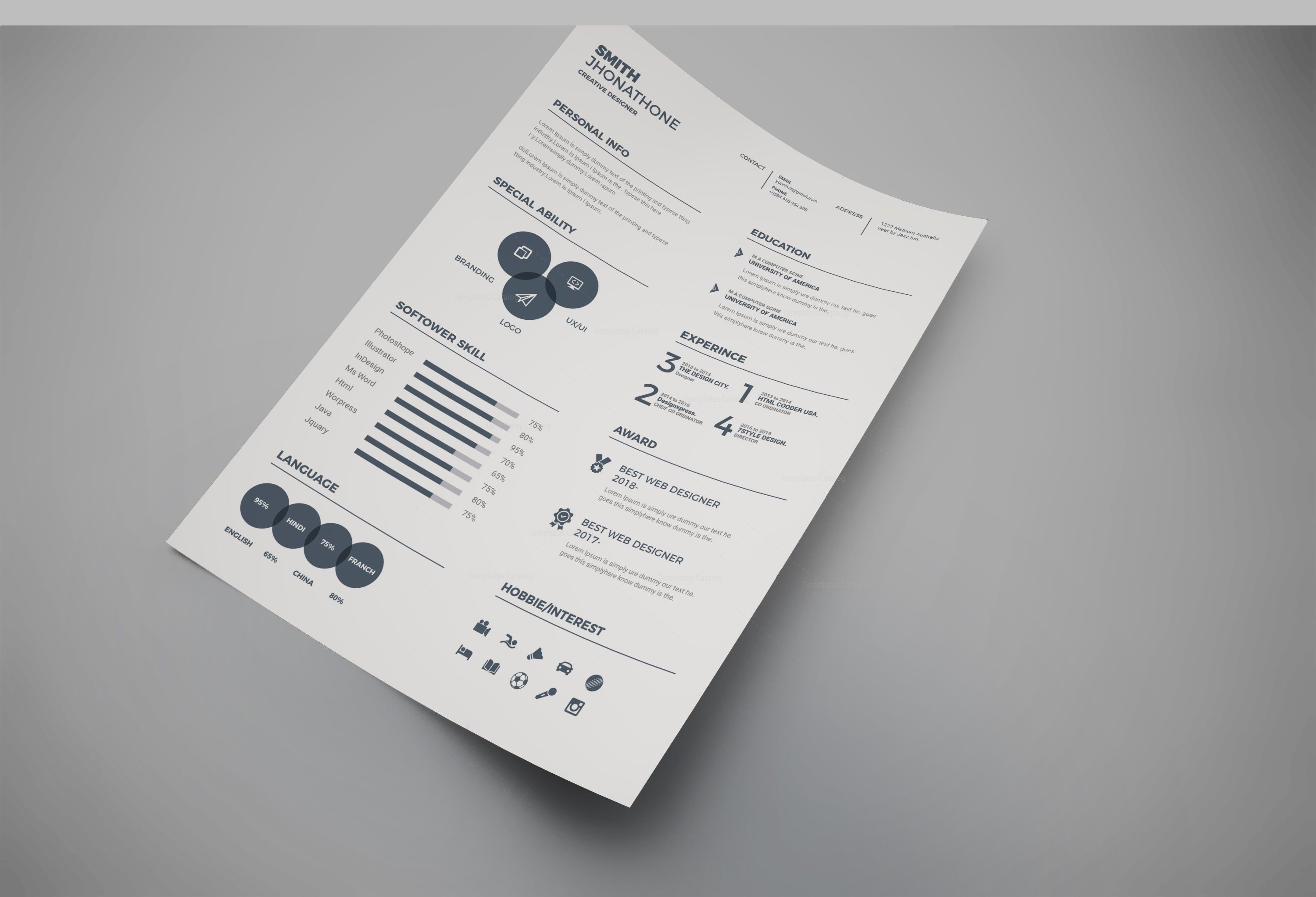 Plain Professional Resume Design Template - Graphic Templates