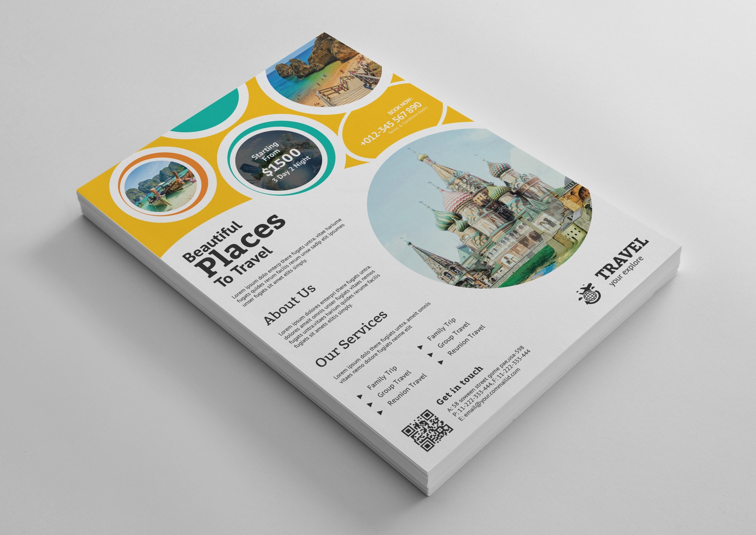 Premium Travel Agency Flyer Design Template - Graphic Templates
