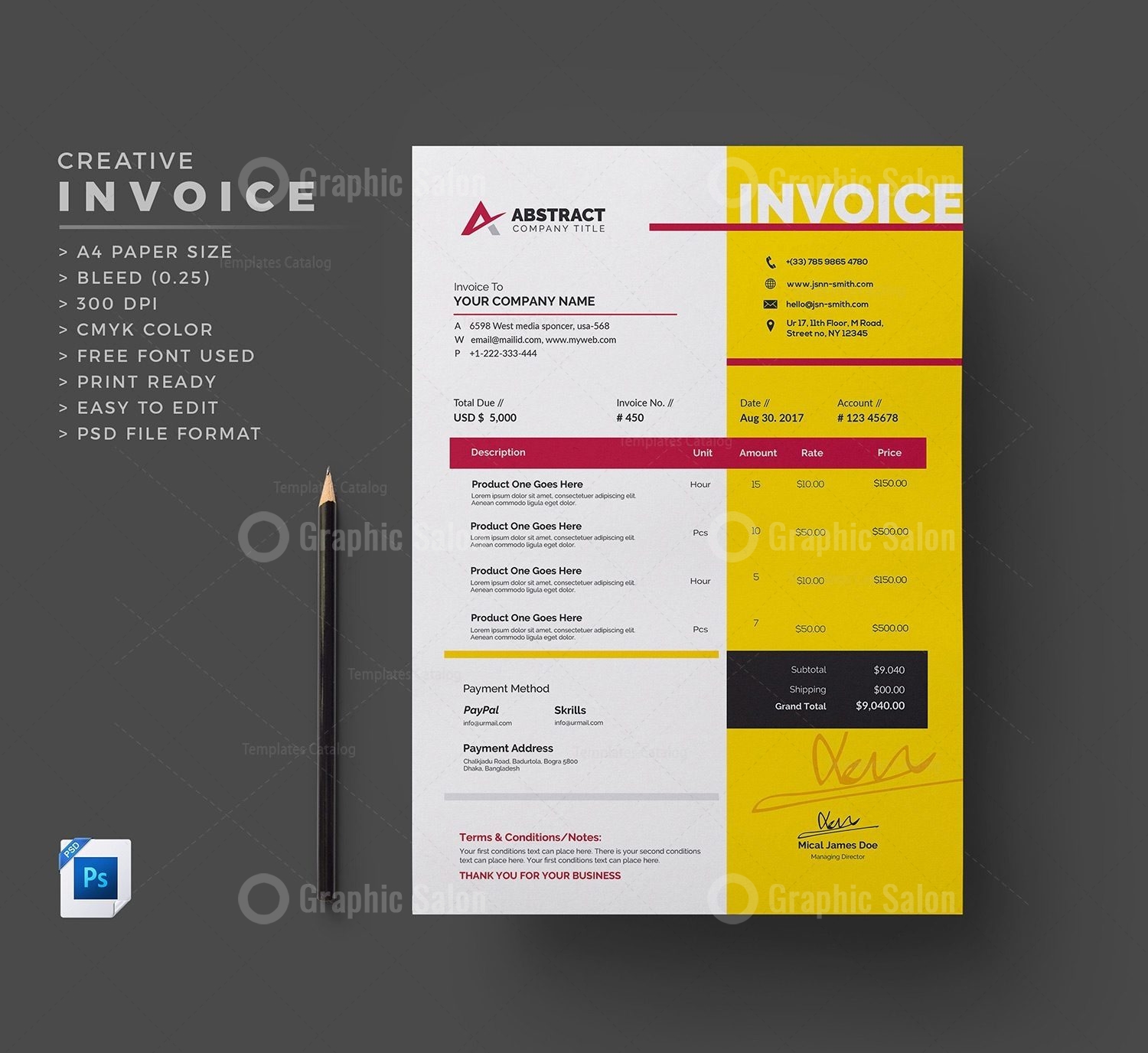 Print Ready Invoice Template - Graphic Templates
