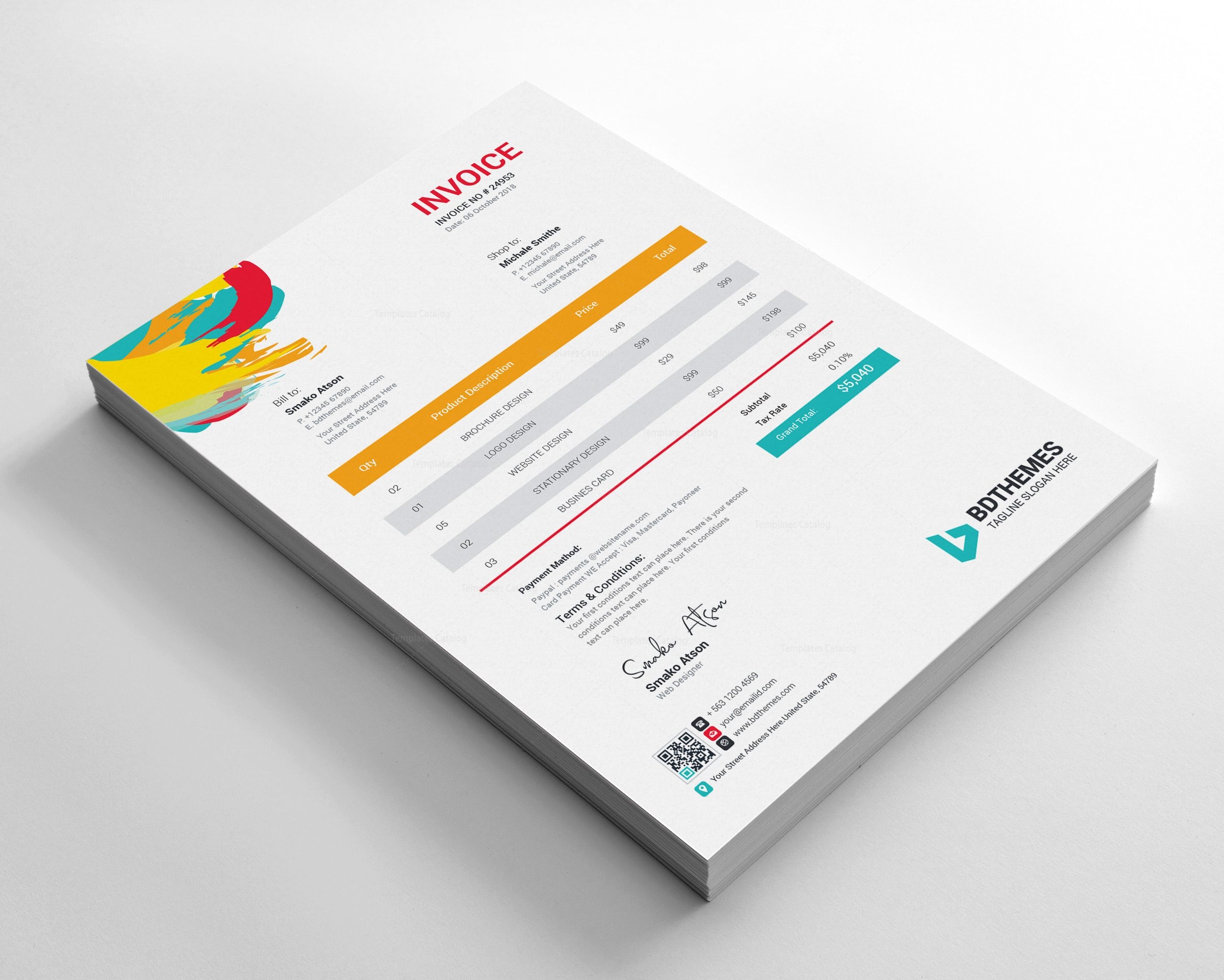 Retail Invoice Design Template - Graphic Templates