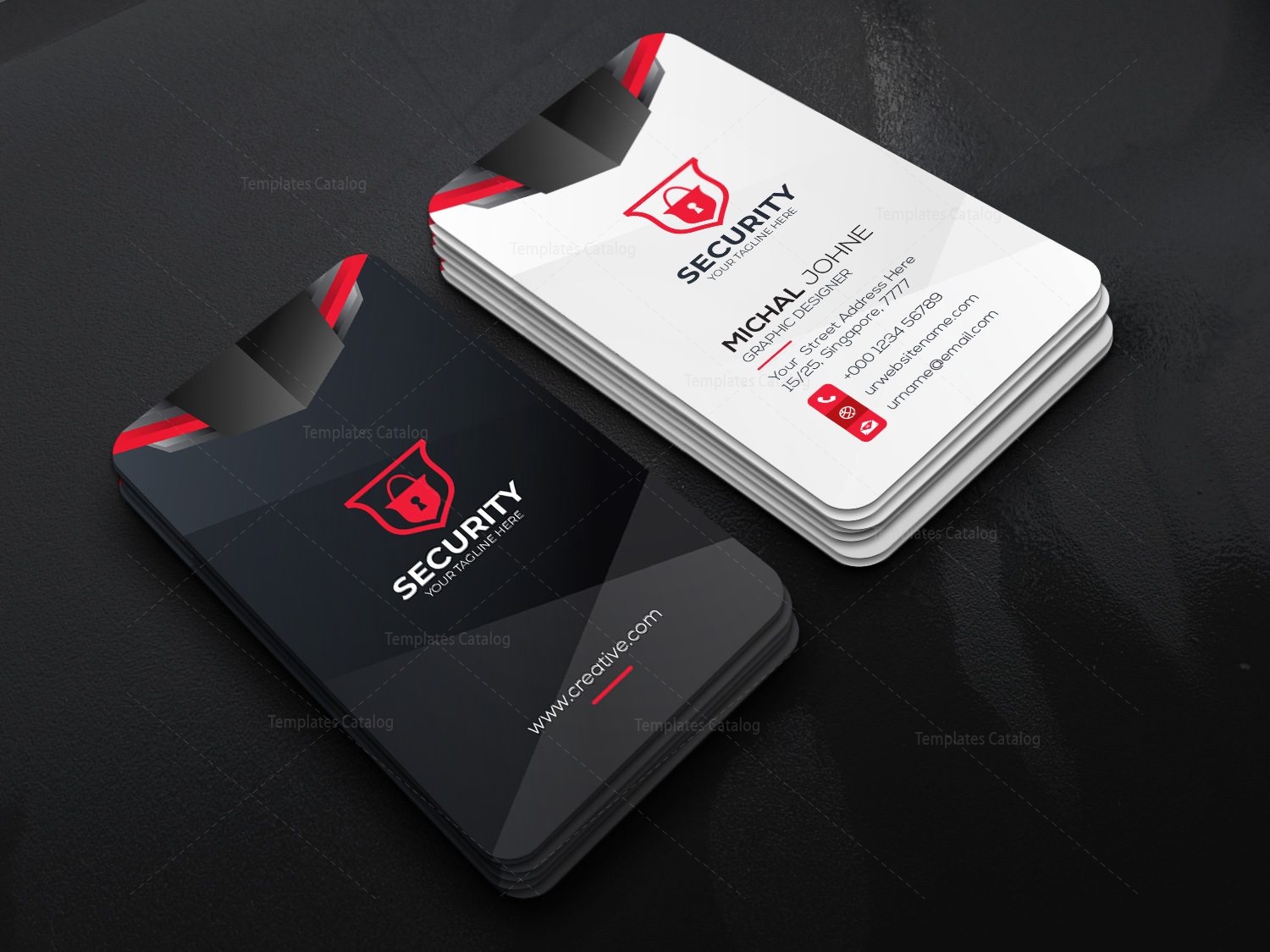 Security Company Vertical Business Card Design Template - Graphic Templates
