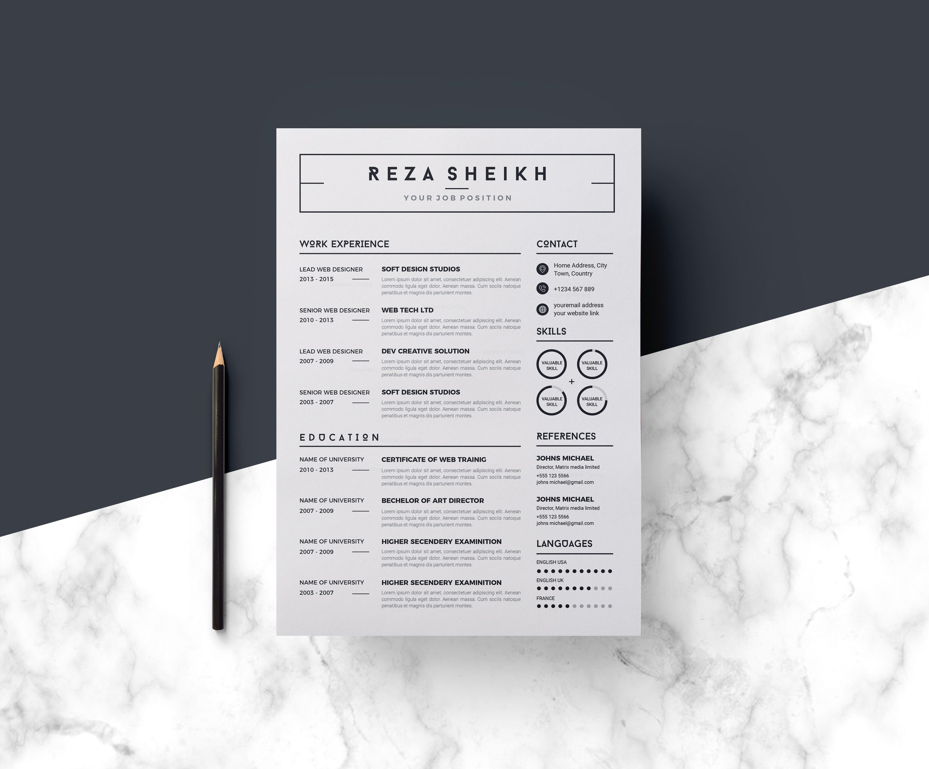 Standard Resume Design - Graphic Templates