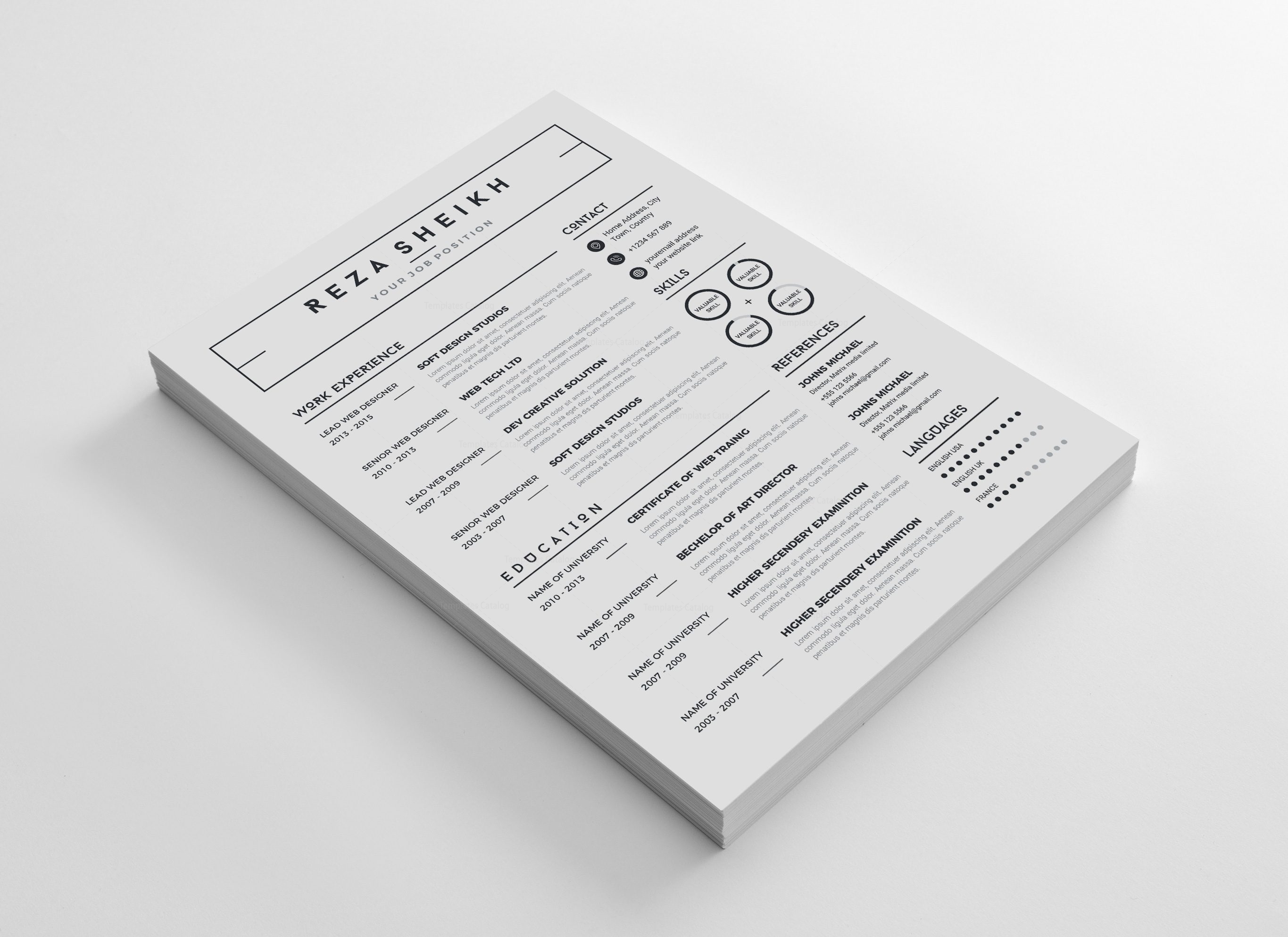 Standard Resume Design - Graphic Templates