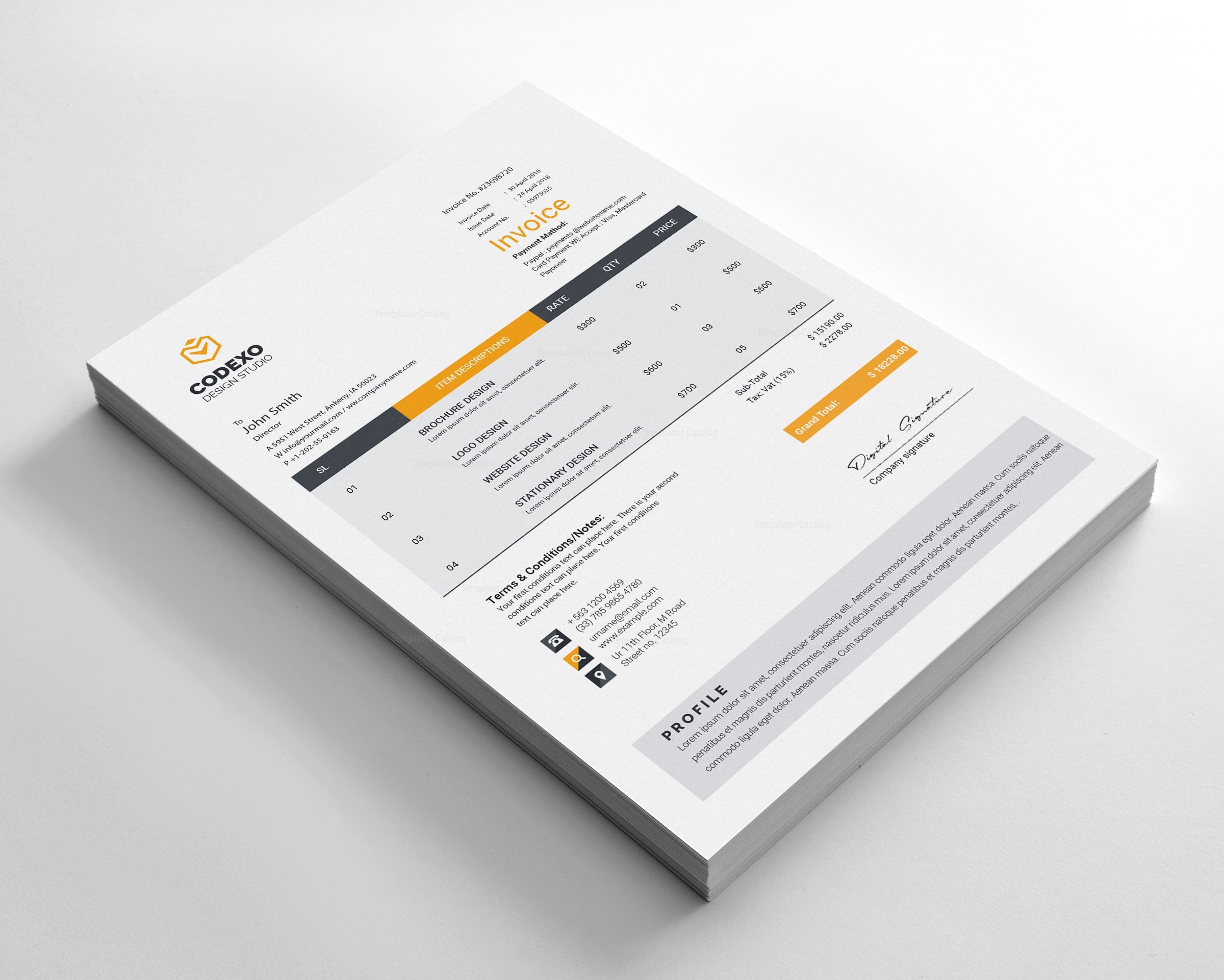 Stylish Business Invoice Design - Graphic Templates