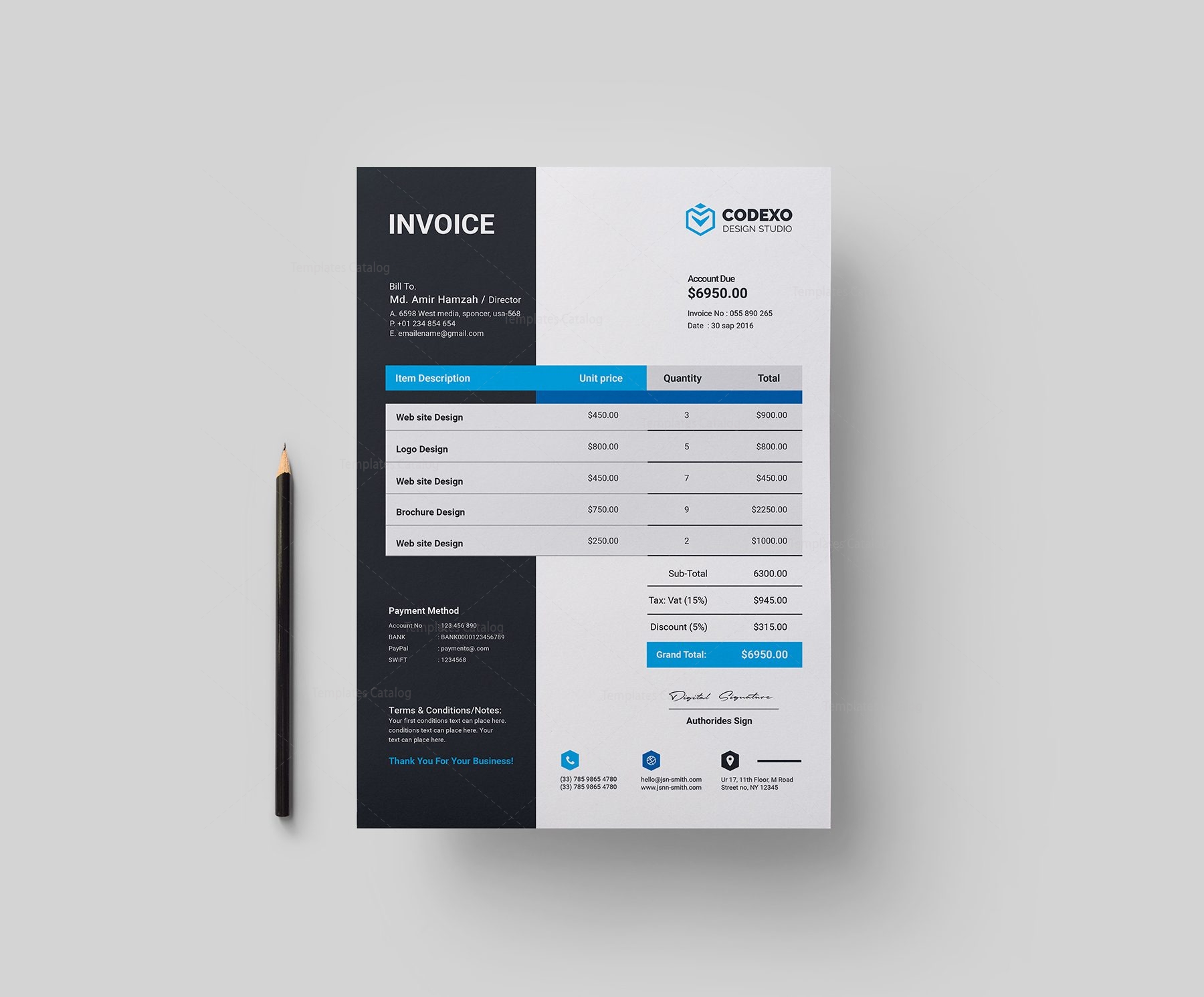 Stylish Invoice Design - Graphic Templates