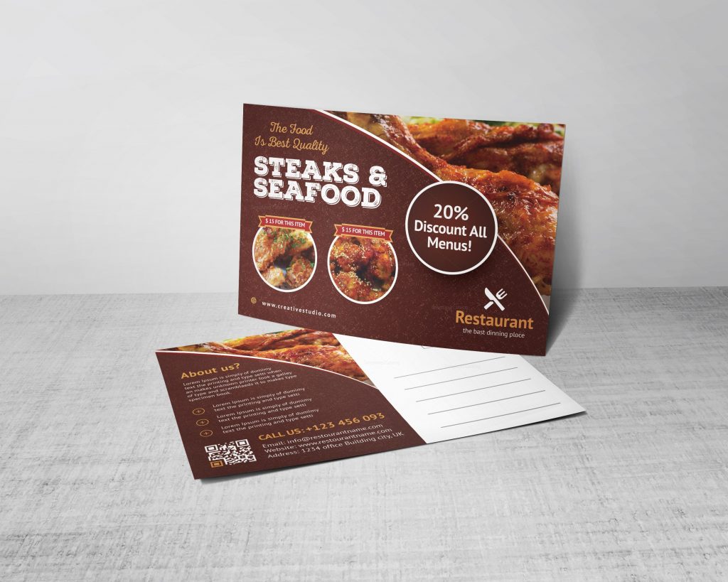 Luxury Restaurant Postcard Design Template - Graphic Templates